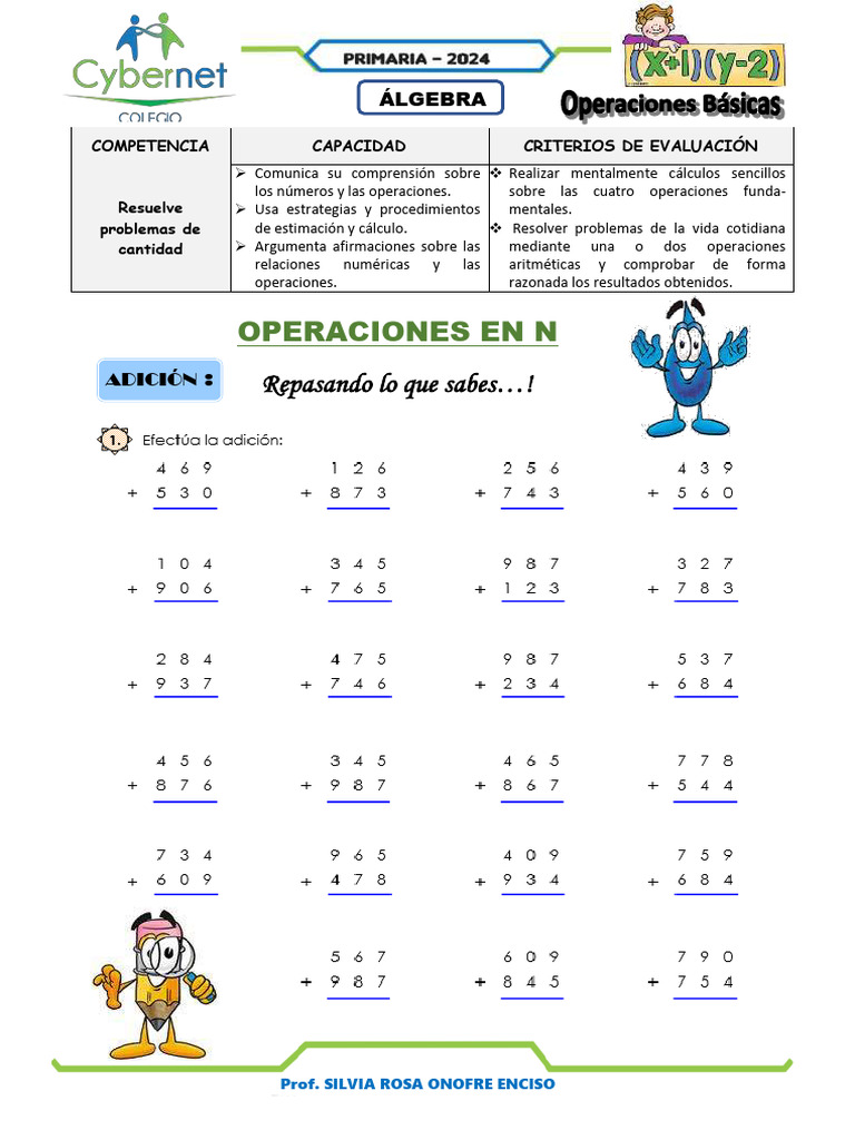 3° Álgebra-Operaciones Básicas | PDF | Multiplicación | Matemáticas