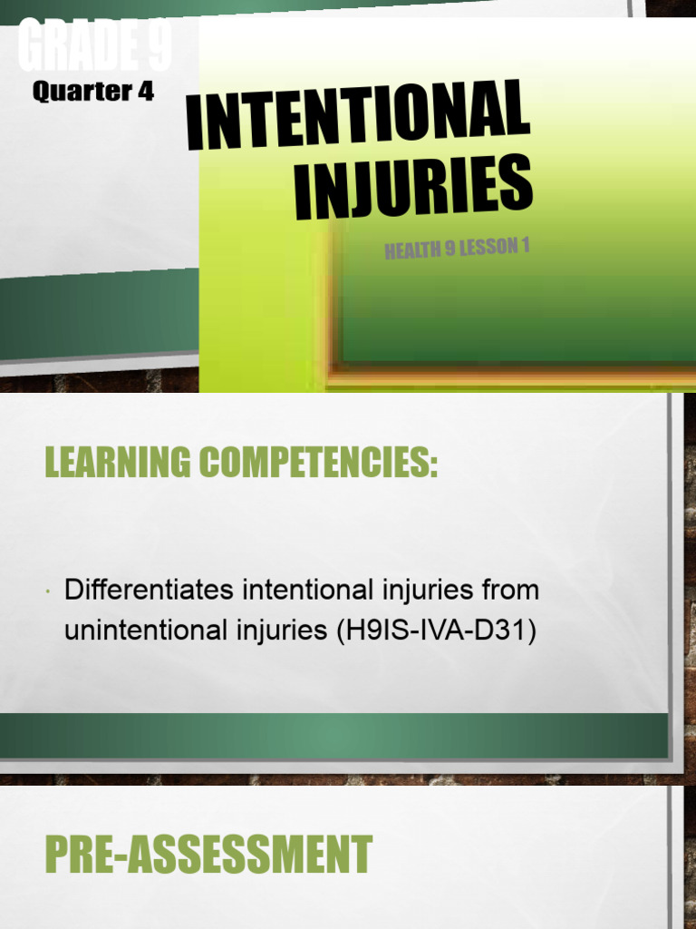 Q4 PPT Health 9 Lesson 1 Intentional Injuries | Download Free PDF ...