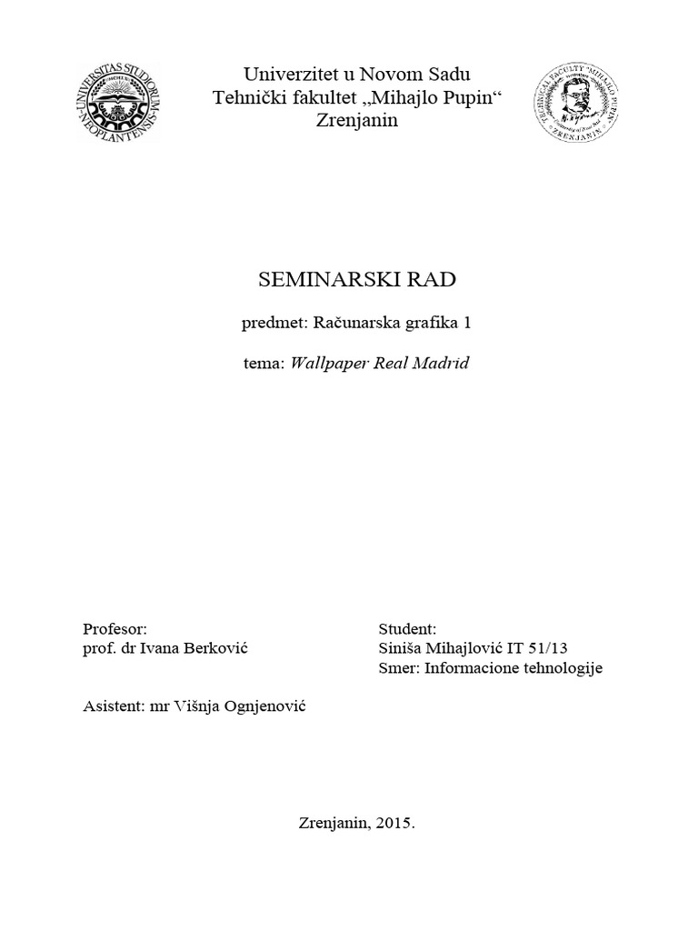 Primer Dokumentacije Seminarskog Rada | PDF