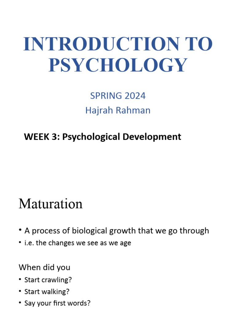 Introduction To Psychology Week 3 | PDF | Prenatal Development | Attachment Theory