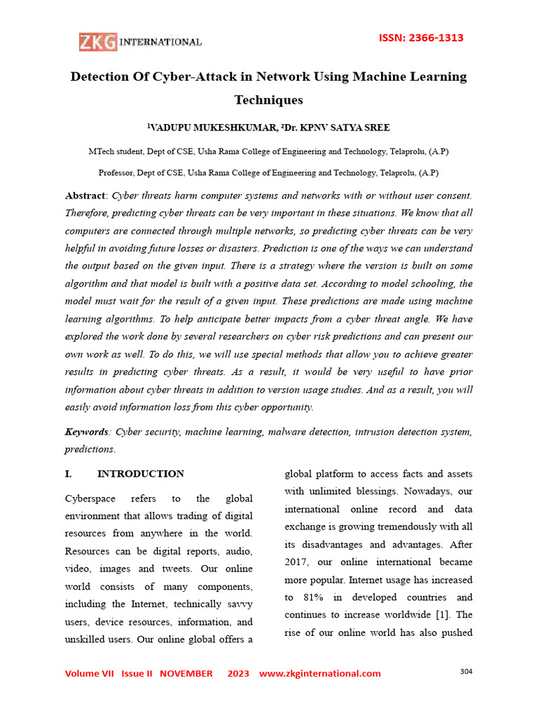 Detection of Cyber Attack in Network Using Machine Learning Techniques | PDF | Computer Security ...