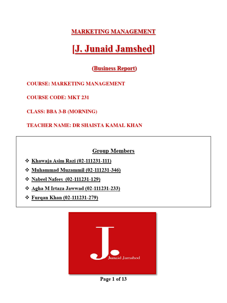 Junaid Jamshed Brand Overview Report | PDF | Fashion | Brand