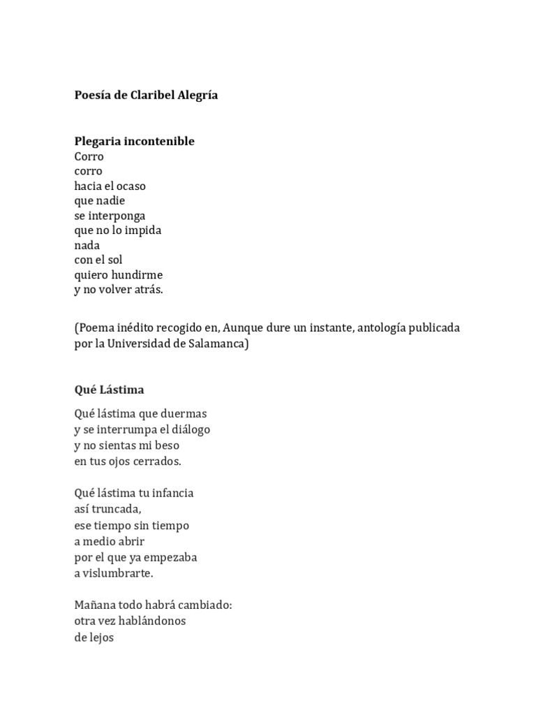 Poesía de Claribel Alegría | PDF | Arte