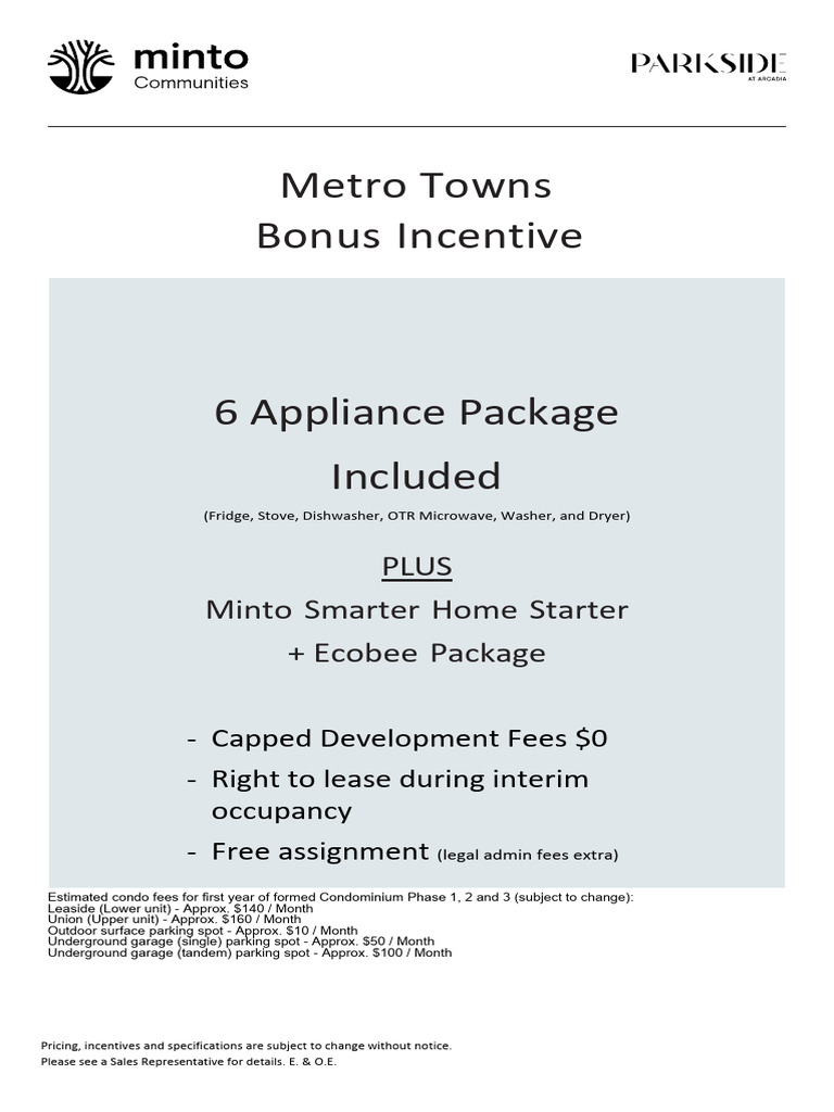 Metro Towns Pricing and Incentives | PDF | Home | Home Appliance