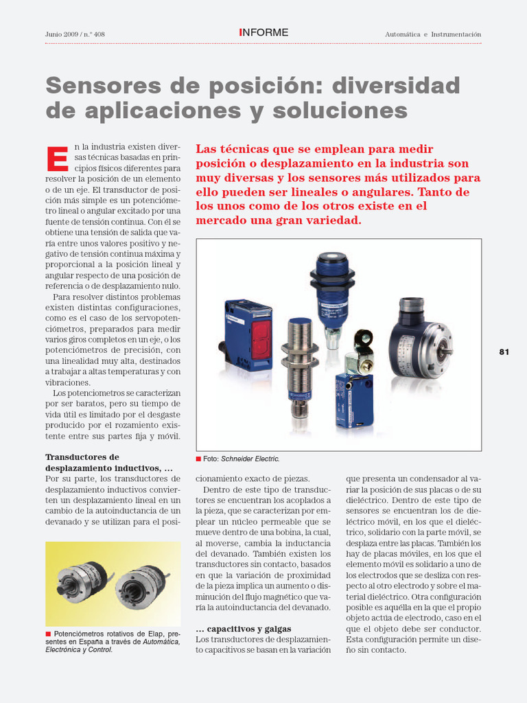 Sensores de Desplazamiento en Industria | PDF | Inductor | Cantidades ...