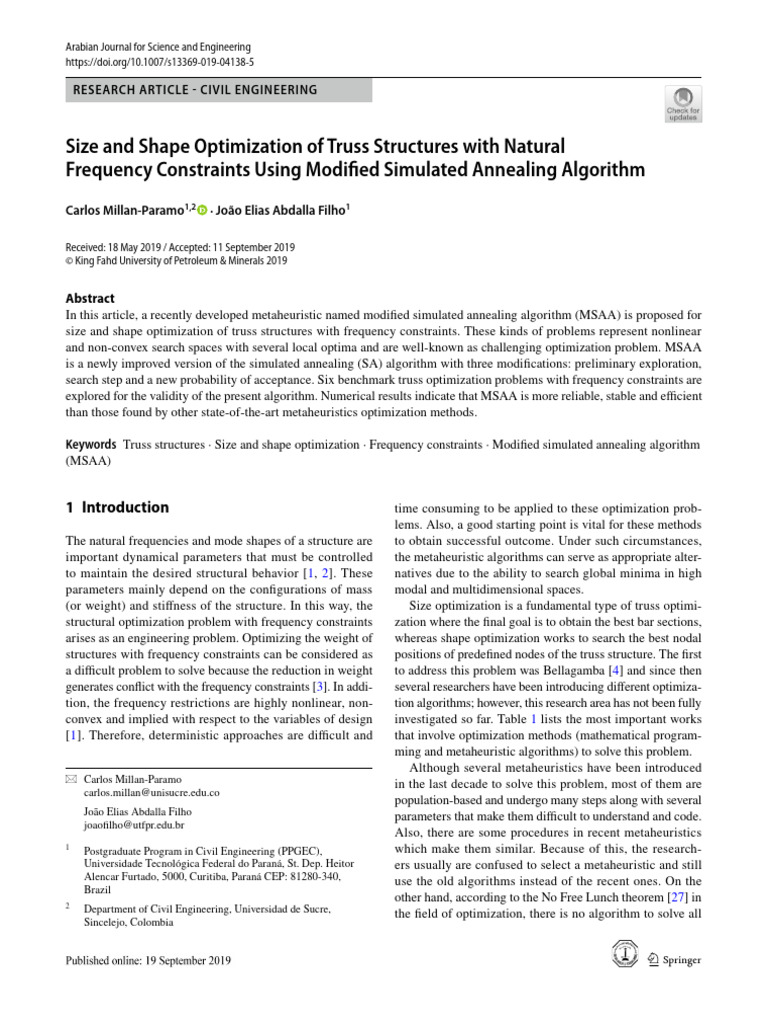 Size and Shape Optimization of Truss STR | PDF | Mathematical Optimization | Metaheuristic