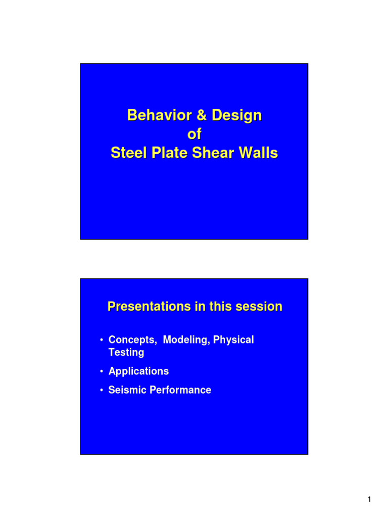 Geoff Kulak Steel Plate Shear Walls CR2007 | PDF | Earthquake ...