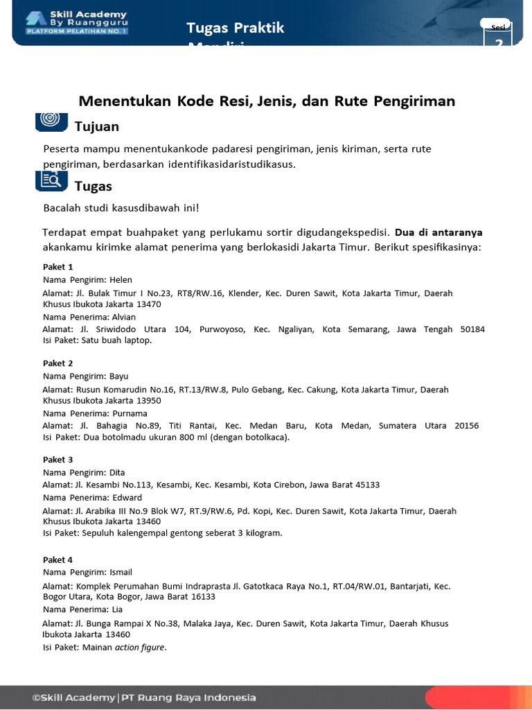 Tugas Sortir Paket Ekspedisi | PDF