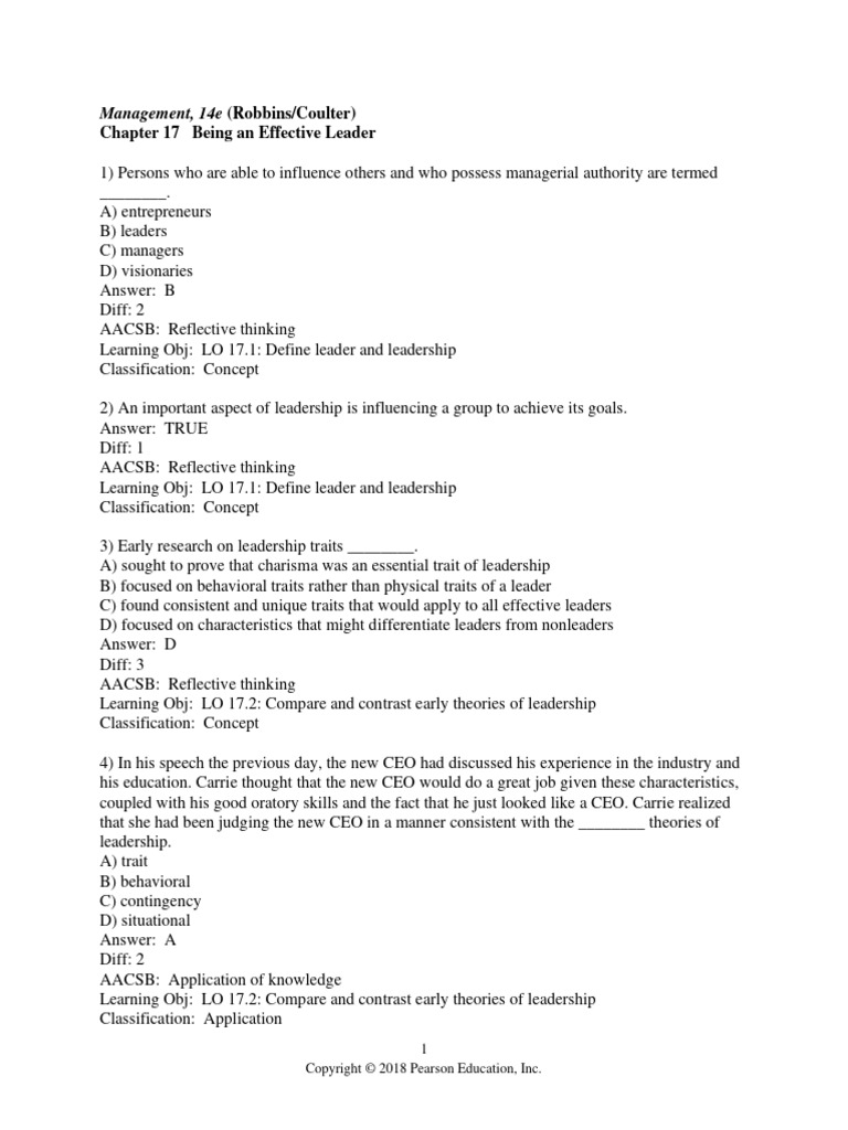 Chapter 16 "Leadership" | PDF | Leadership | Industrial And ...