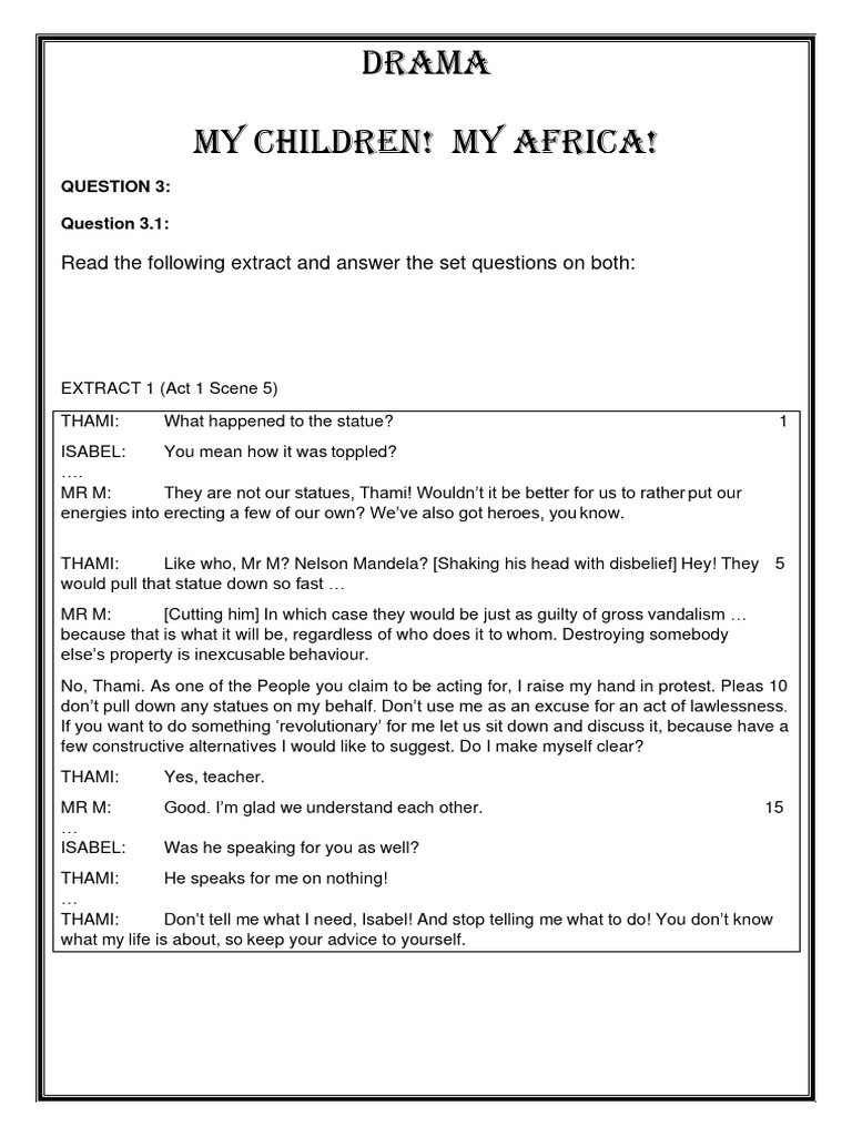 My Children Example Question Paper Questions | PDF | Reason