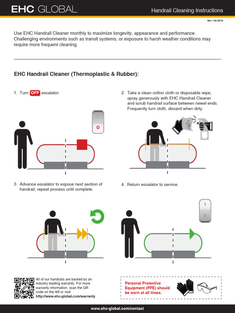 EHC Handrail Cleaning Instructions Rev1.00 EN | PDF | Secondary Sector ...