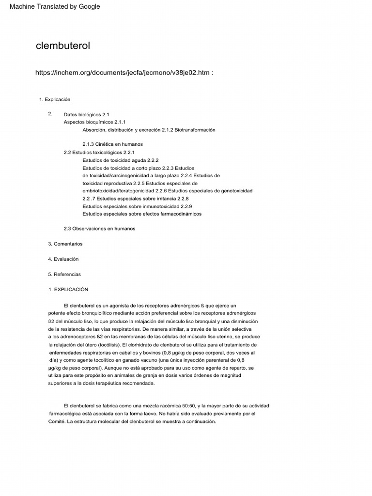 CLEN Español | Descargar gratis PDF | Toxicidad | Orina