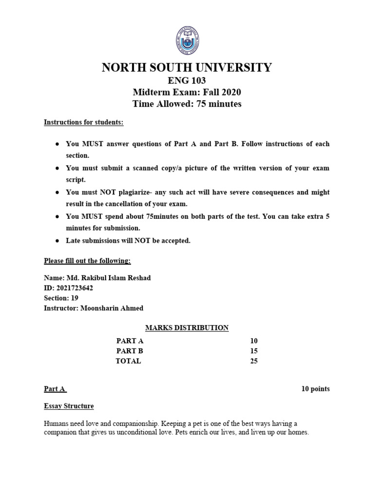 Midterm Exam Instructions and Topics | PDF | Essays | Psychology