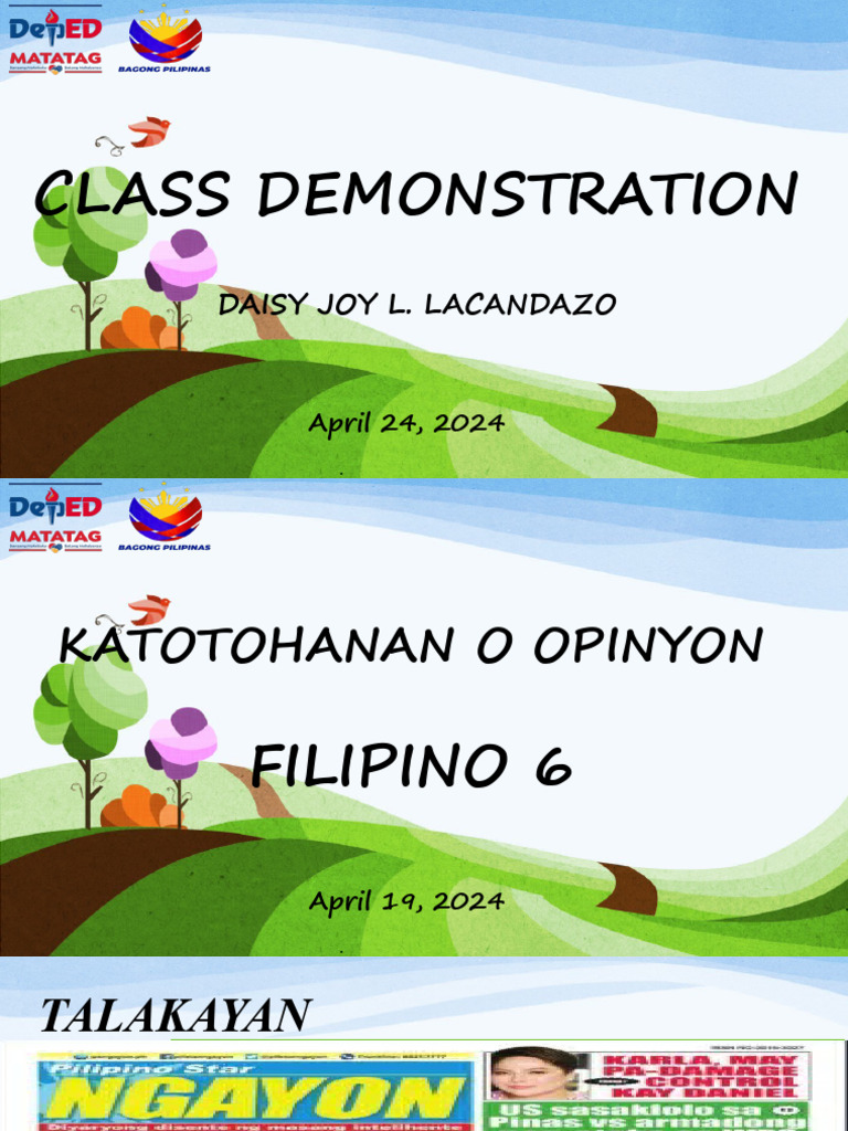 Demo Teaching Katotohanan o Opinyon Filipino 6 | PDF