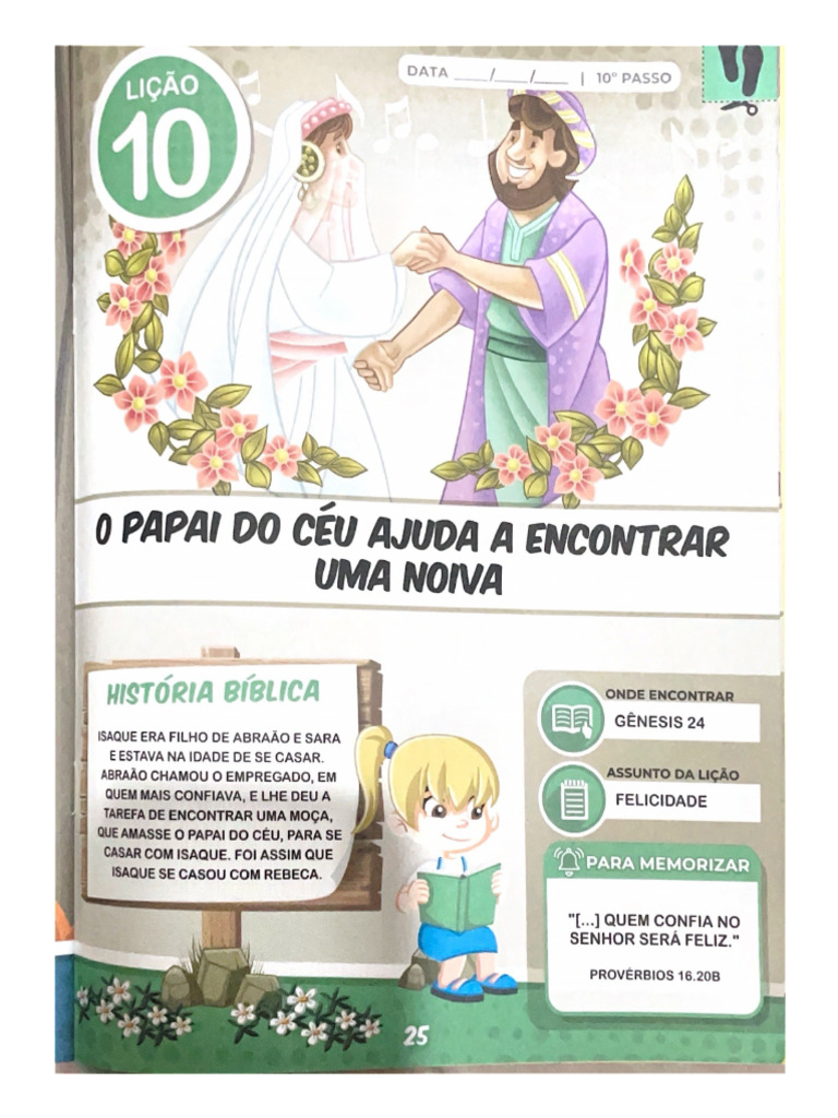 LIÇÃO 10 - O PAPAI DO CÉU AJUDA A ENCONTRAR UMA NOIVA. Alunos | PDF