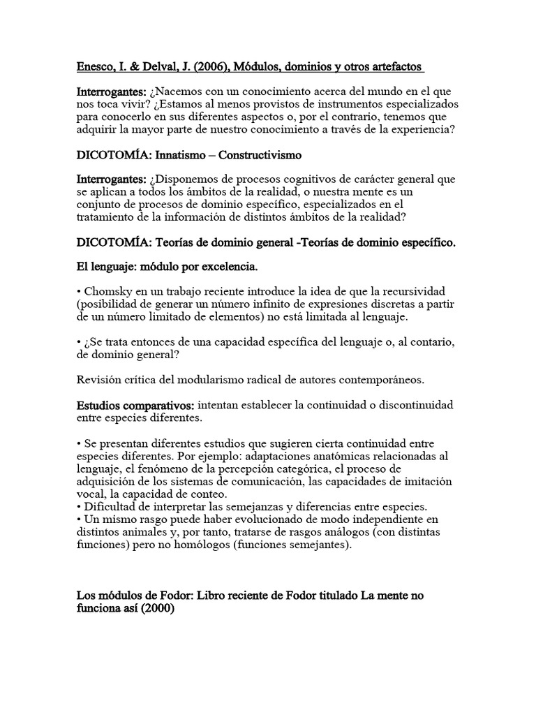 Debate Innatismo vs. Constructivismo | PDF | Mente | Noam Chomsky