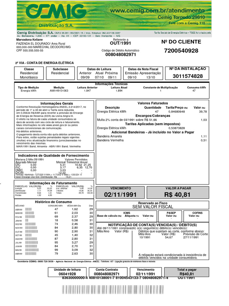 Fatura-Cemig Comprovante de Posse | PDF