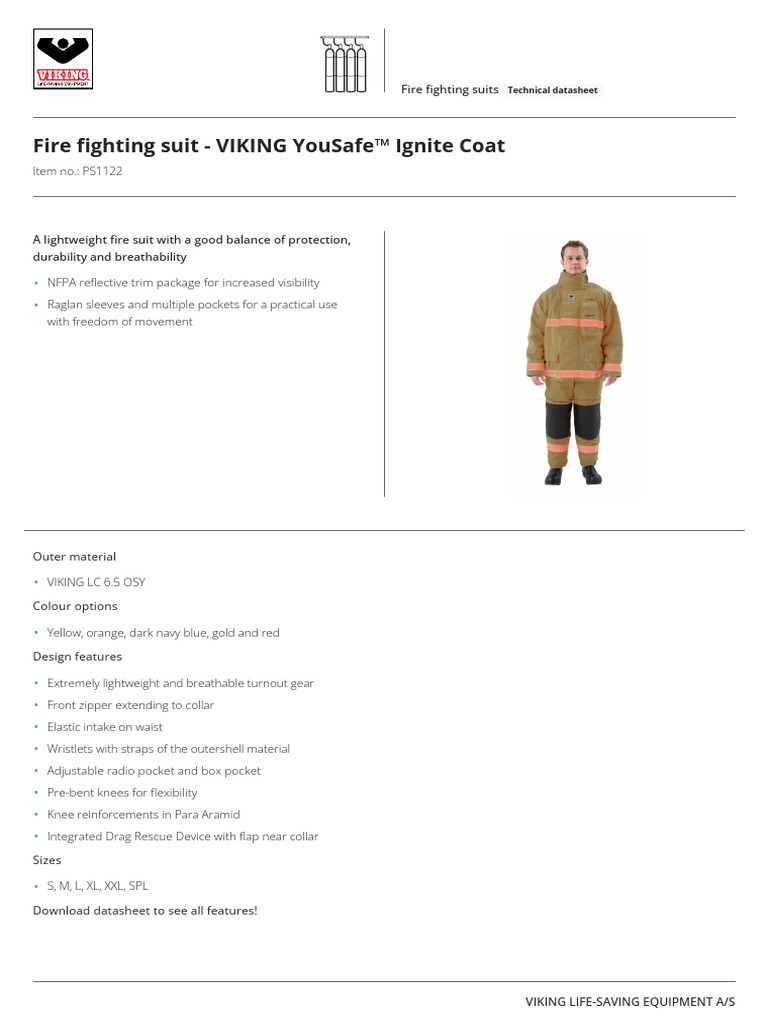 PS1122 - Fire Fighting Suit - VIKING YouSafe™ Ignite Coat | PDF ...