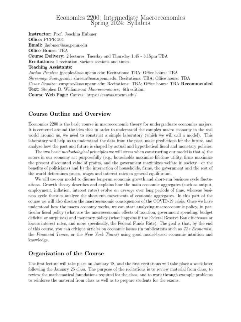 Syllabus Spring2024 | PDF | Macroeconomics | Economics