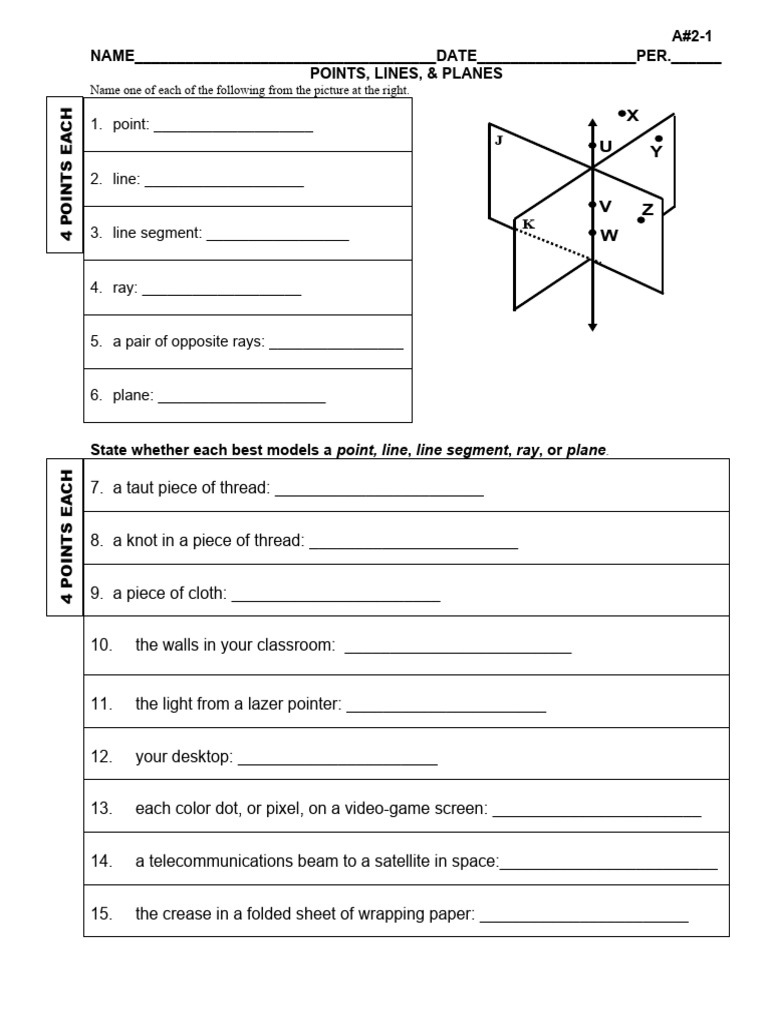 A#2-1 Points, LInes, & Planes | PDF A#2-1 Points, LInes, & Planes | PDF