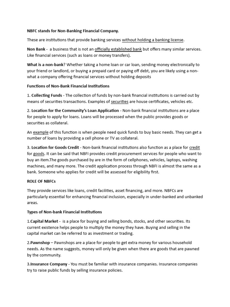 Non Bank Institution | PDF | Insurance | Non Bank Financial Institution