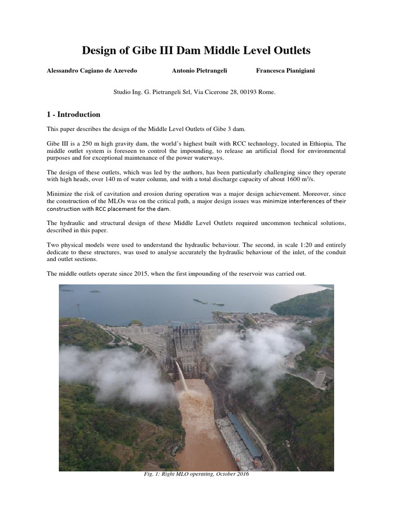 Gibe III Dam Middle Level Outlets Design | PDF | Dam | Spillway