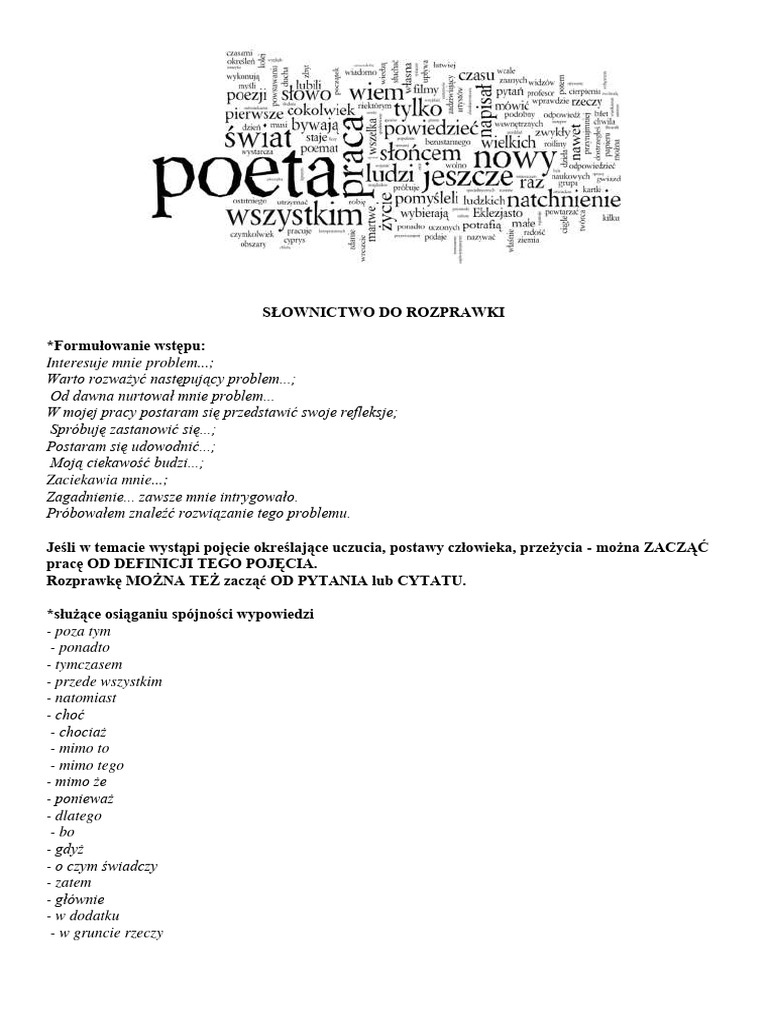 Slownictwo Do Rozprawki | PDF