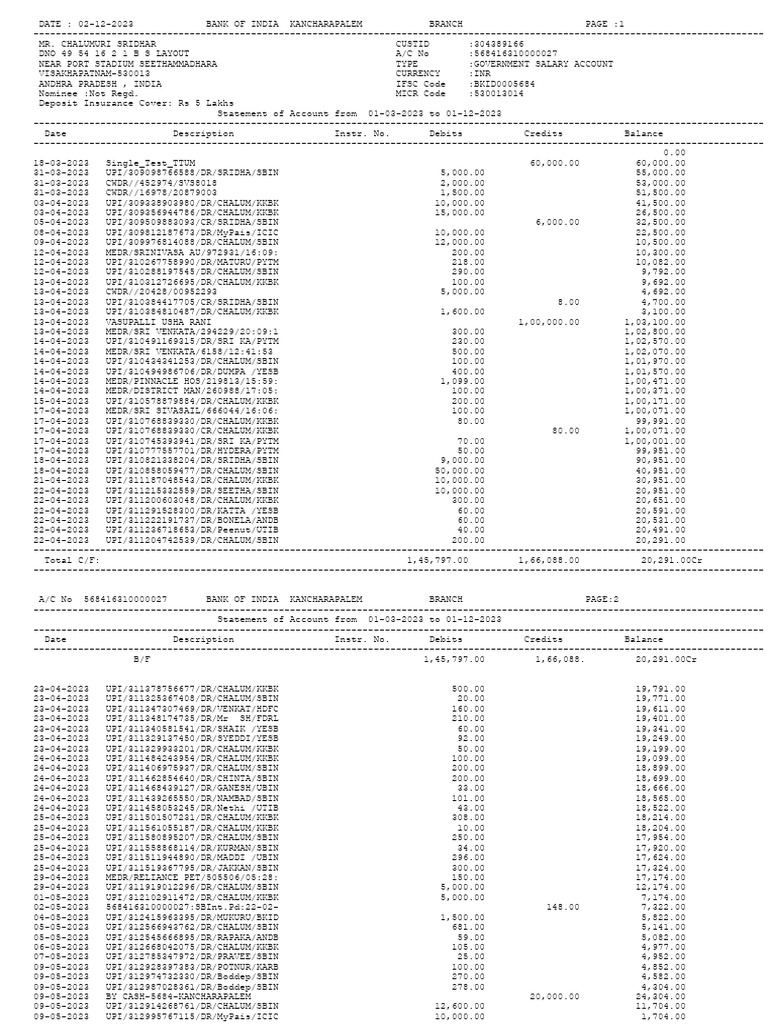 Sudhir-Boi Statement | PDF | Debits And Credits | Banking