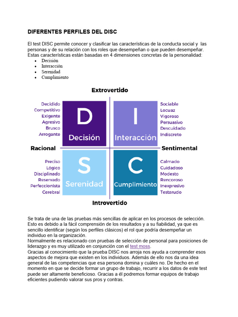 Diferentes Perfiles Del Disc | Descargar gratis PDF | Las emociones ...