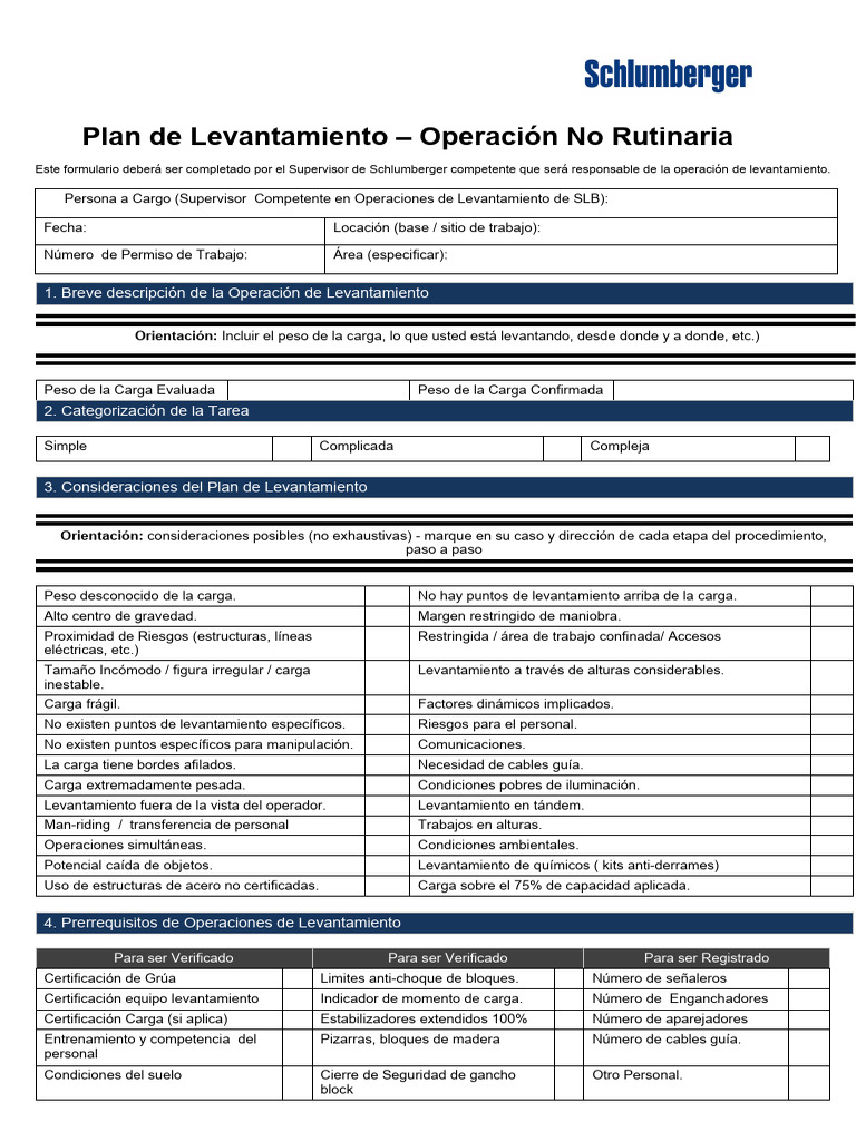 Plan de Levantamiento SLB: Seguridad y Procedimientos | PDF