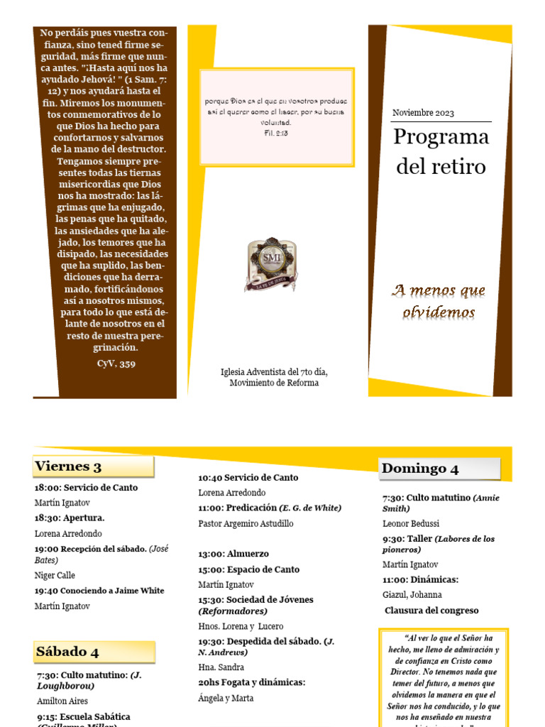 Confianza en Dios: Programa de Retiro 2023 | PDF | Familias ...