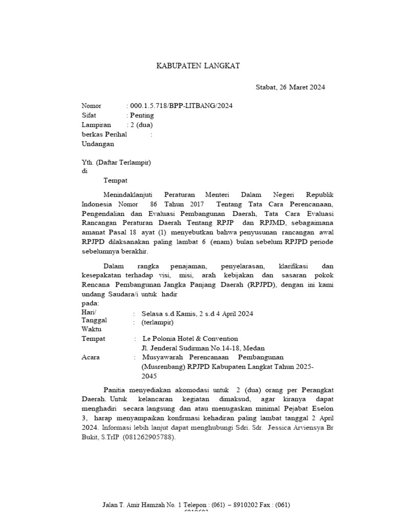 Undangan OPD - Musrenbang RPJPD 2025-2045 | PDF | Sains & Matematika