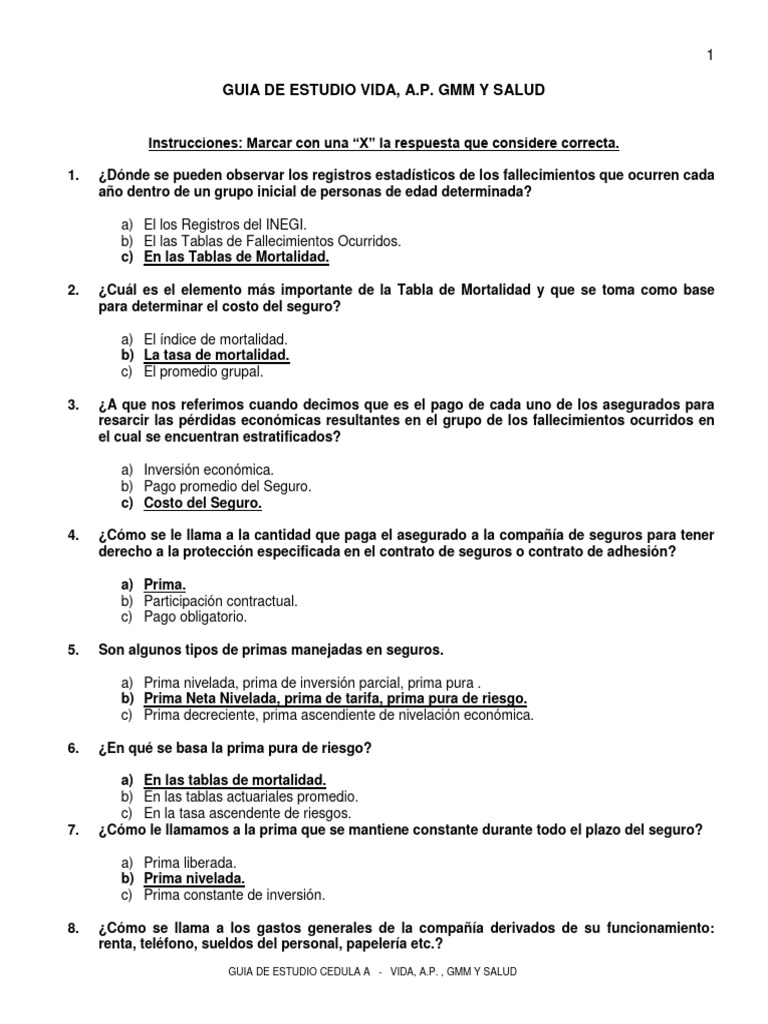 Guia de Estudio Vida AP GMM y Salud 2020 | PDF | Seguro | Seguro de vida