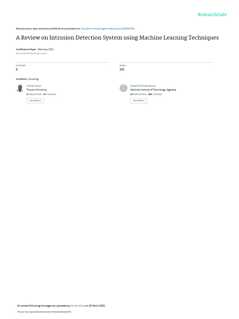 Intrusion Detection System Using Machine Learning Techniques A Review | PDF | Machine Learning ...