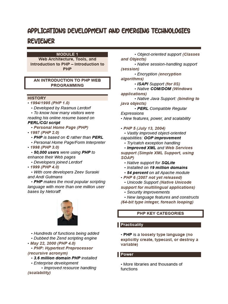 Applications Development and Emerging Technologies Reviewer | PDF | Php ...