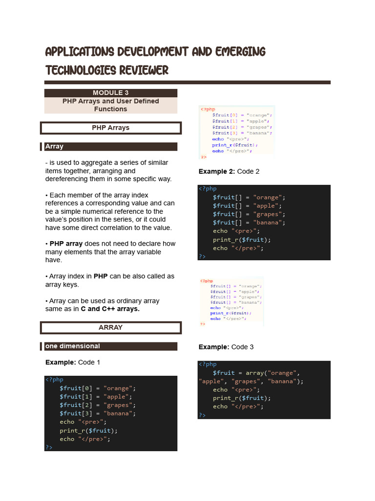 Applications Development and Emerging Technologies Reviewer | PDF | Php | Computer Programming