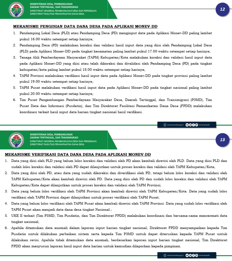 Mekanisme Pengisian Data Dan Verifikasi Di MONEV DD | PDF