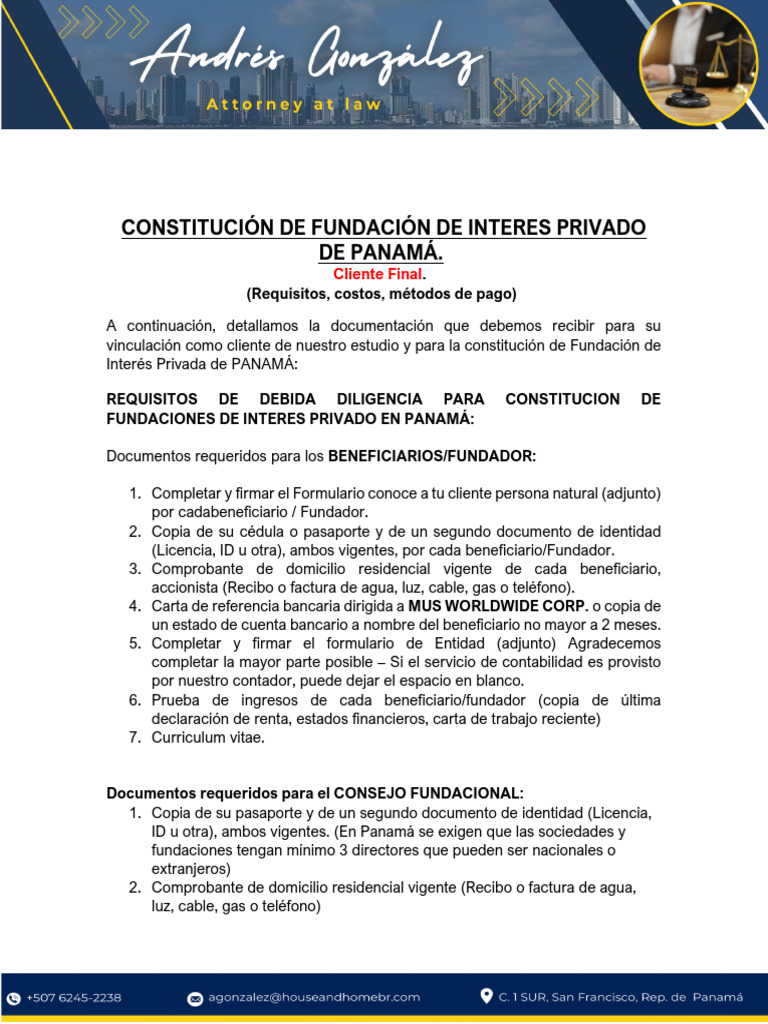 Propuesta Constitucion de Fundacion de Interes Privado Panama (Cliente Final) | PDF | Documento ...