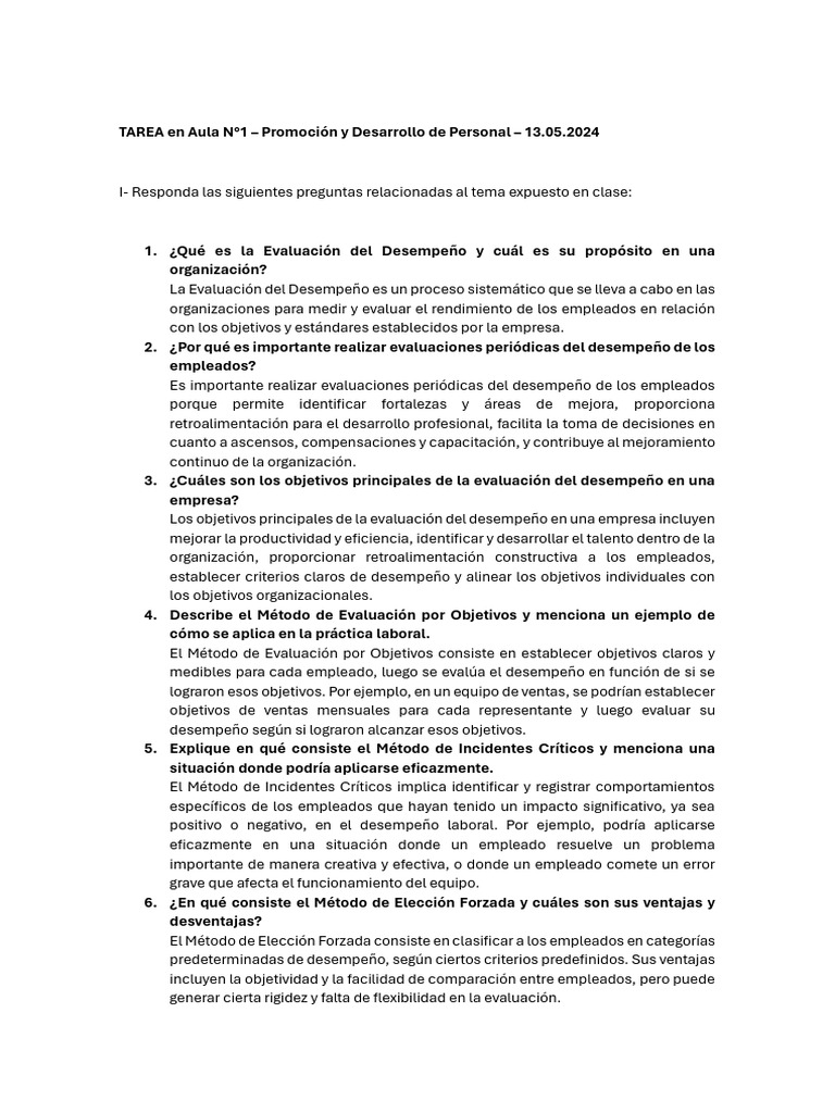 TAREA en Aula N°1 - Prom y Desarr -07.05.2024 | PDF | Evaluación ...