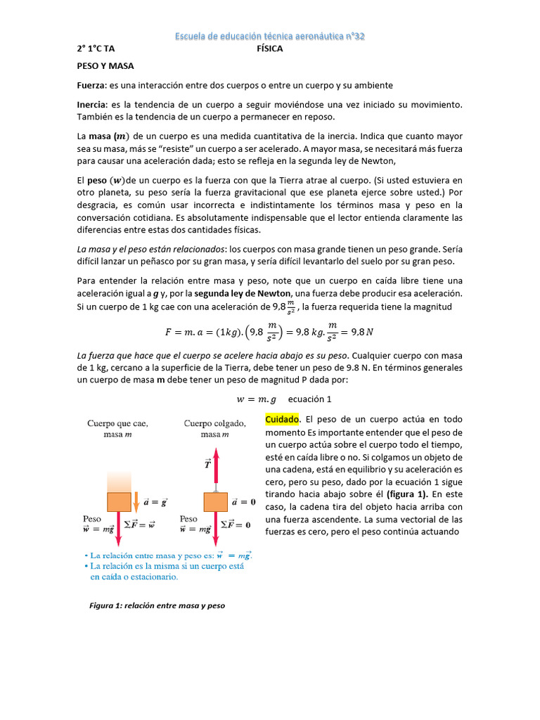 PESO Y MASA | PDF | Peso | Fuerza