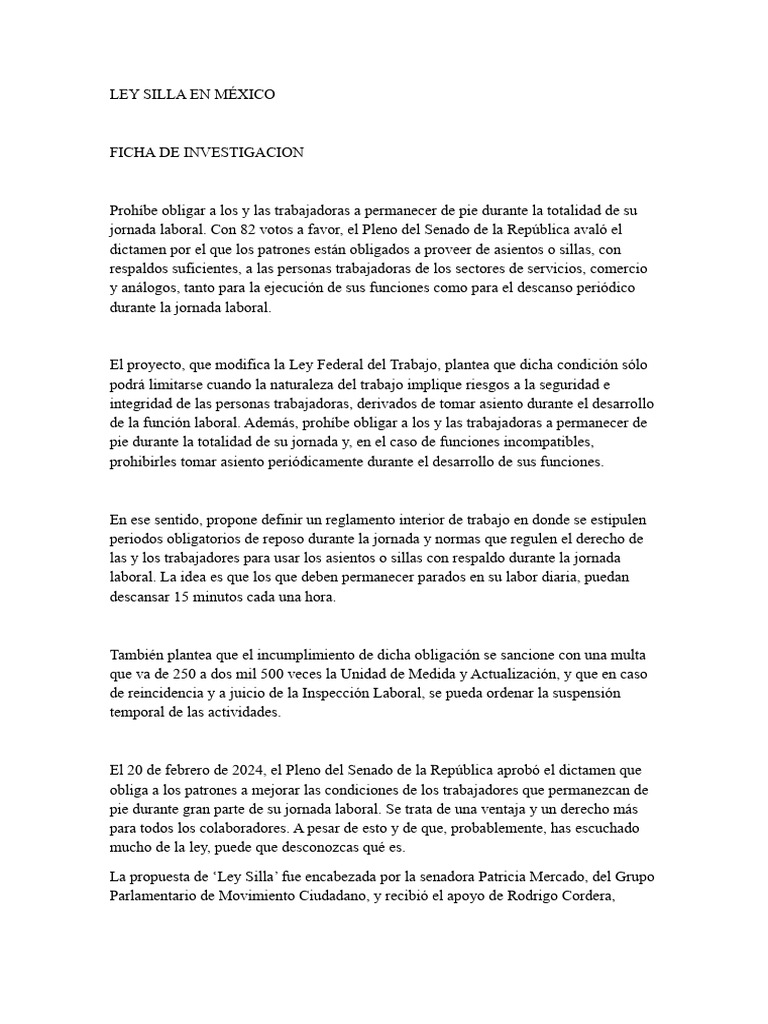 Ley Silla | PDF | Derecho laboral | México