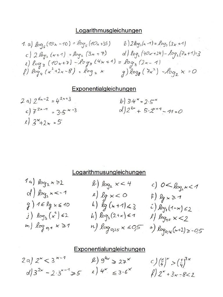 Log Exp Gleichungen Ungl | PDF