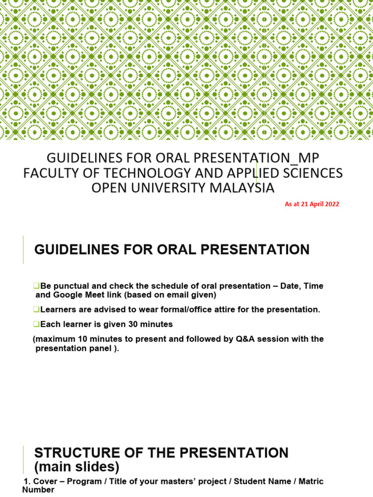 17 - Guidelines For Oral Presentation - MP FTAS | PDF