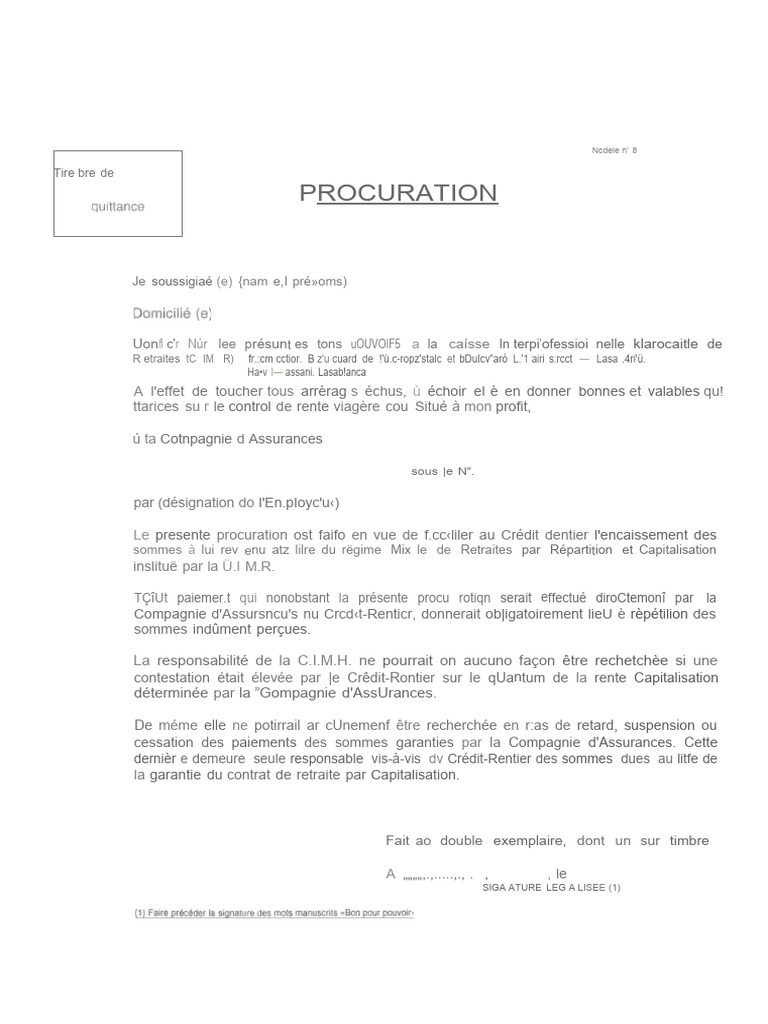 Modèle de procuration pour retraite | PDF