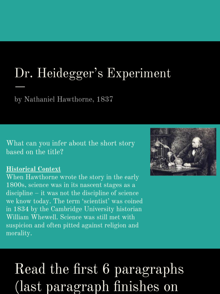 DR Heidegger's Experiment' by Nathaniel Hawthorne - Annotation Prep ...