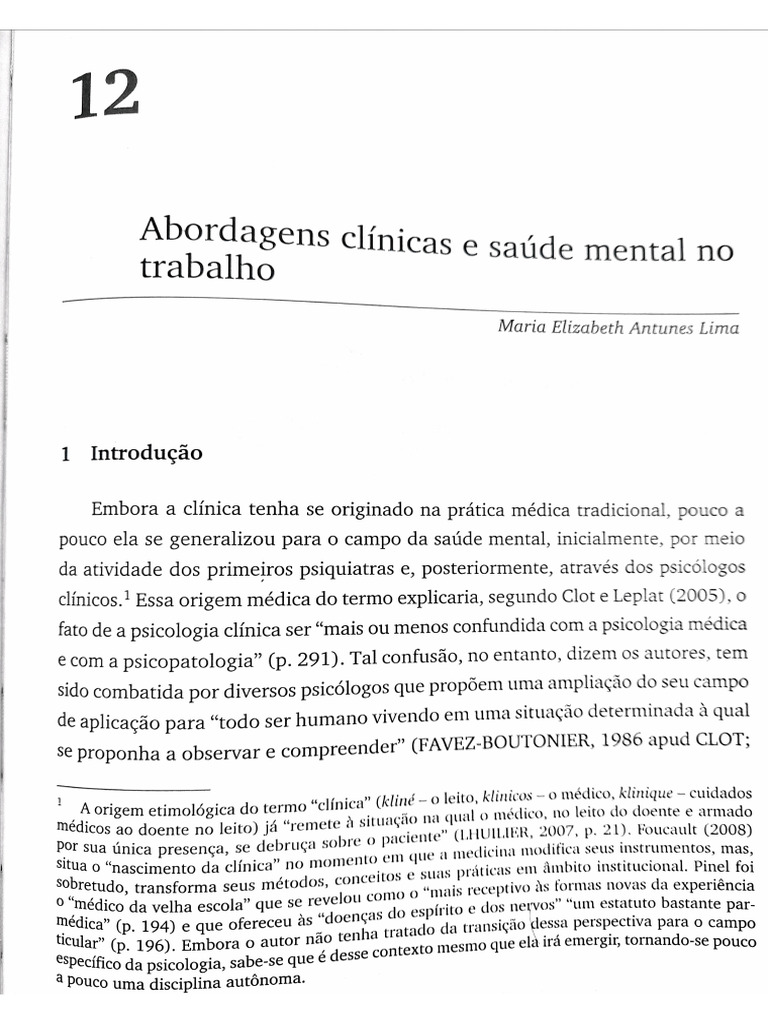 01 - Abordagens Clínicas e Saúde Mental No Trabalho | PDF