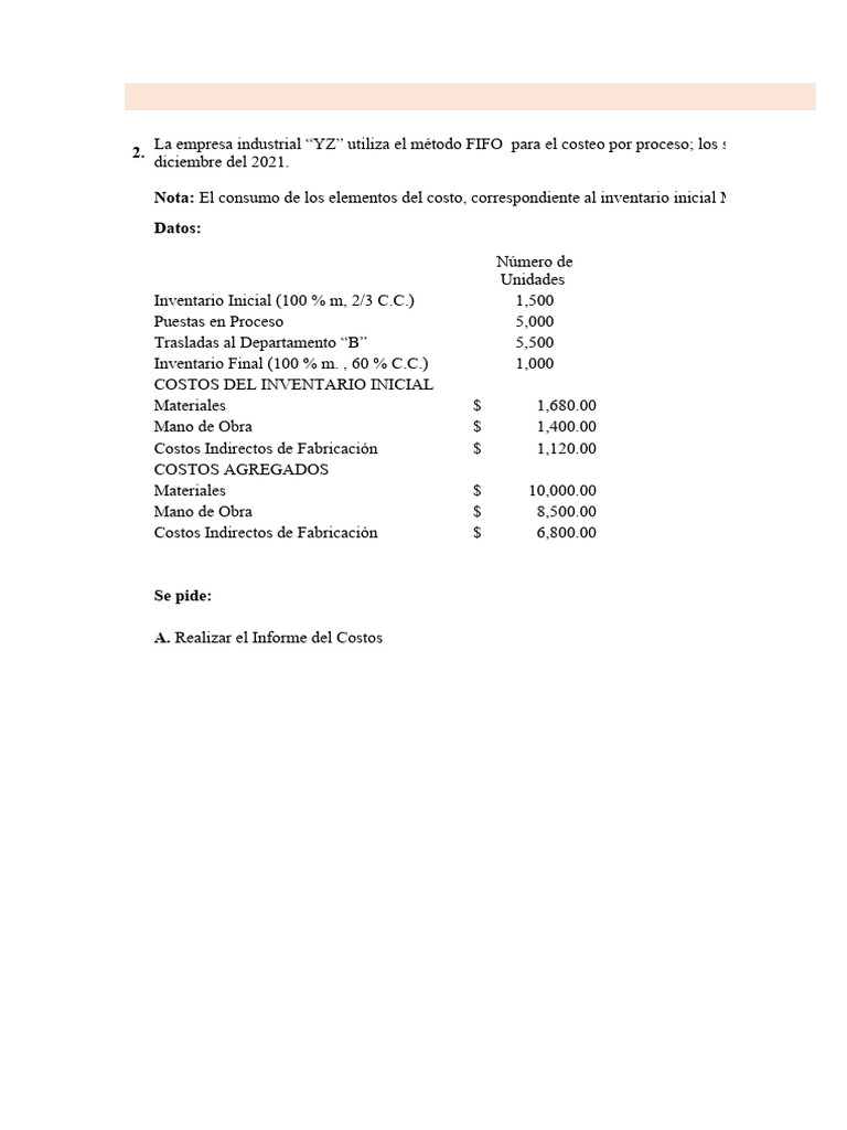 Ejercicio 2 (PEPS) | PDF | Producción y fabricación | Comercio