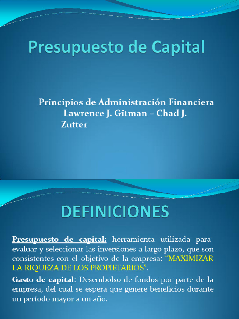 Presupuesto de Capital I | Descargar gratis PDF | Presupuesto | Valor presente neto
