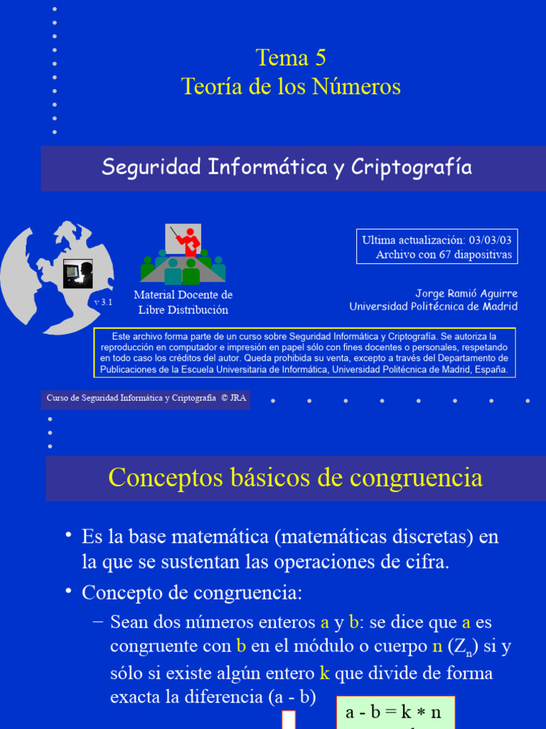 Teoría de Números en Criptografía | PDF | Criptografía | Matemáticas