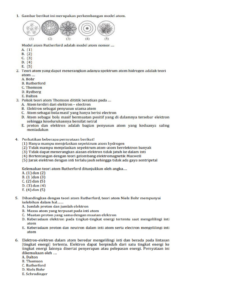 soal teori atom | PDF